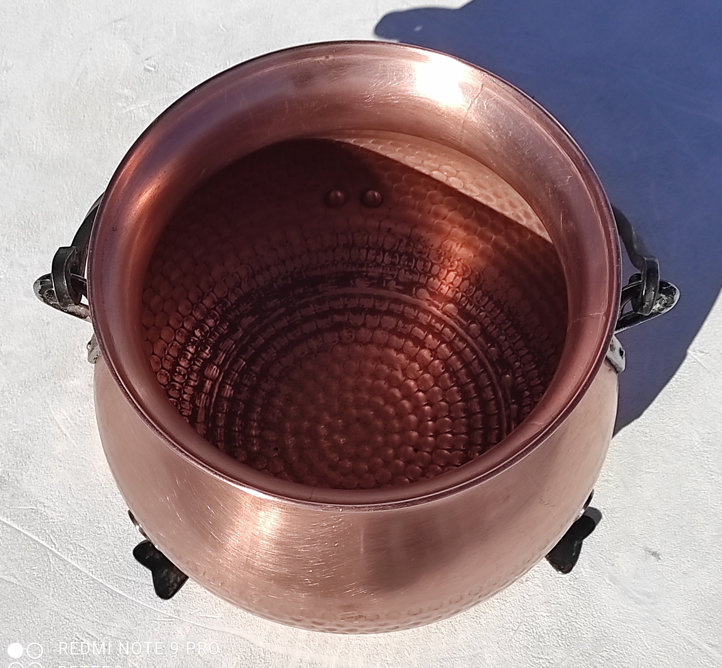 Vintage French Copper Cauldron Pot Planter Made in France Wrought Iron ...