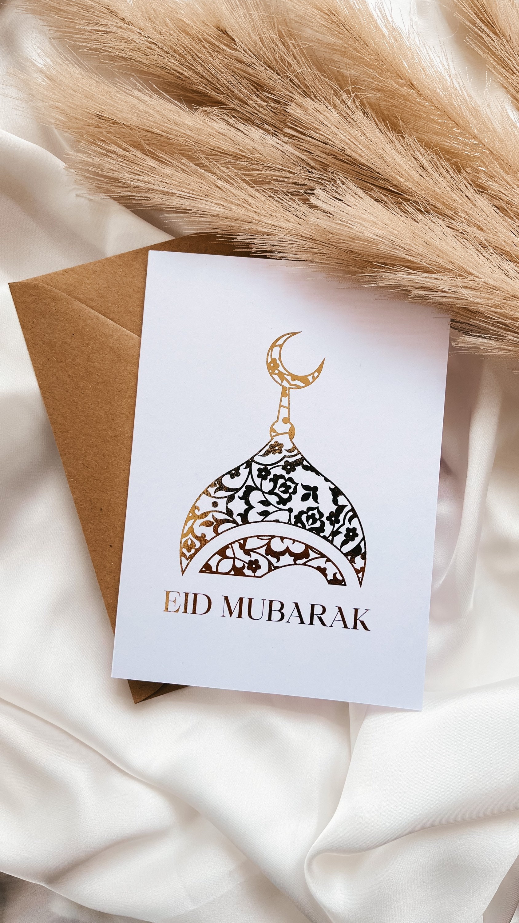 Gold Foil Eid Cards With Envelope, Modern Islamic Design, Eid Card ...