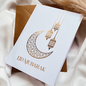 Gold Foil Eid Card With Envelope, Modern Islamic Design, Eid Card. Gold ...