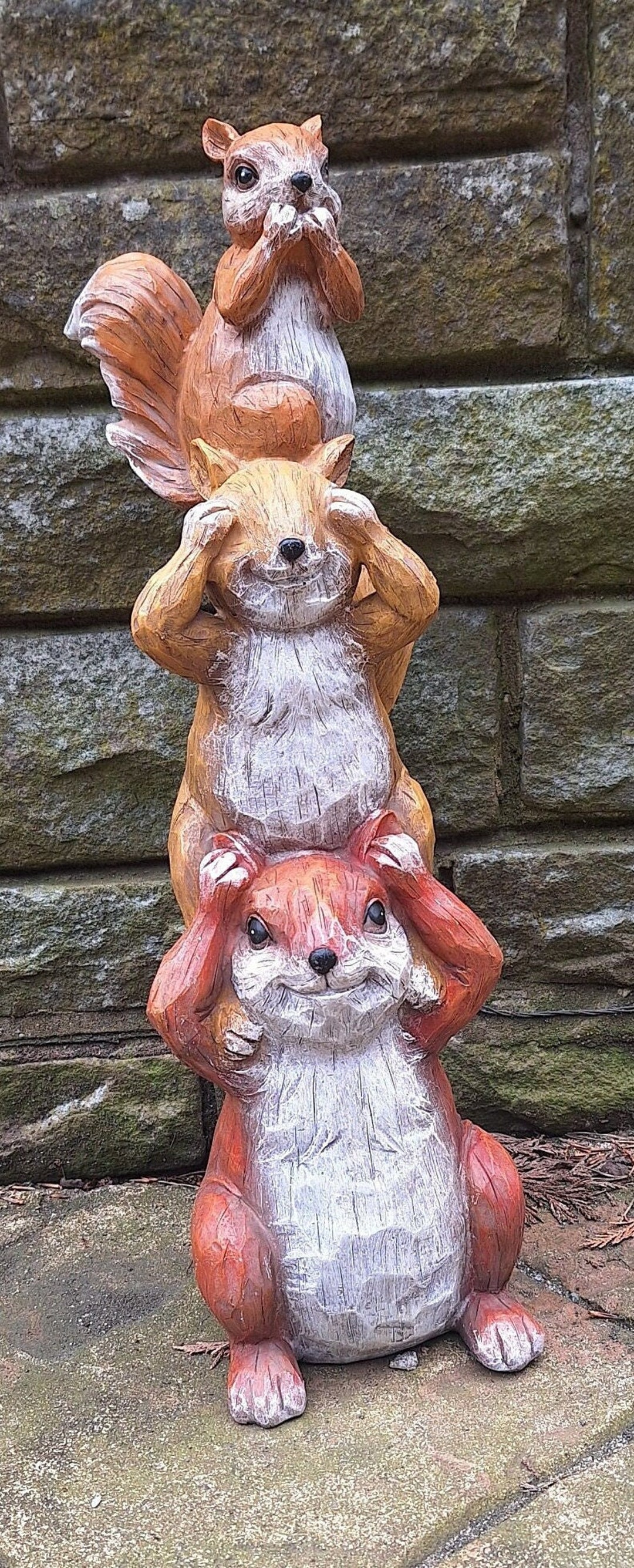 Woodland Garden Trio Squirrel Statue, Woodland Garden Animal Statue - Etsy