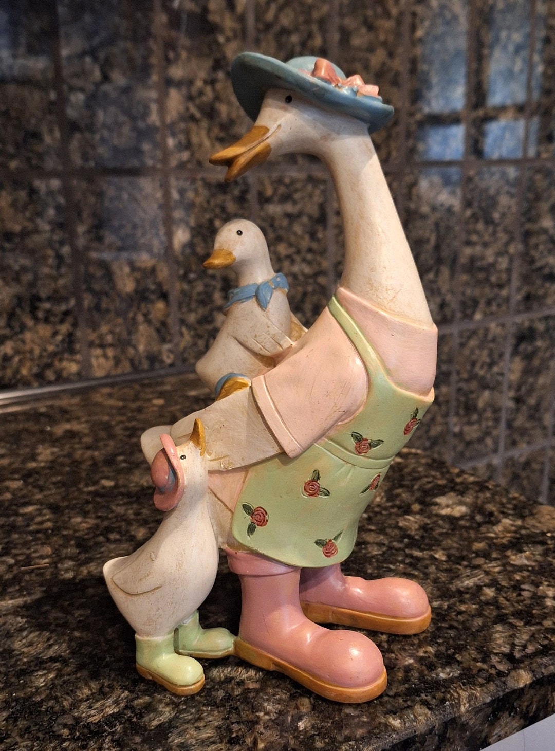 Shabby Country Chic Mother and Baby Wooden Duck, Hand Painted - Etsy