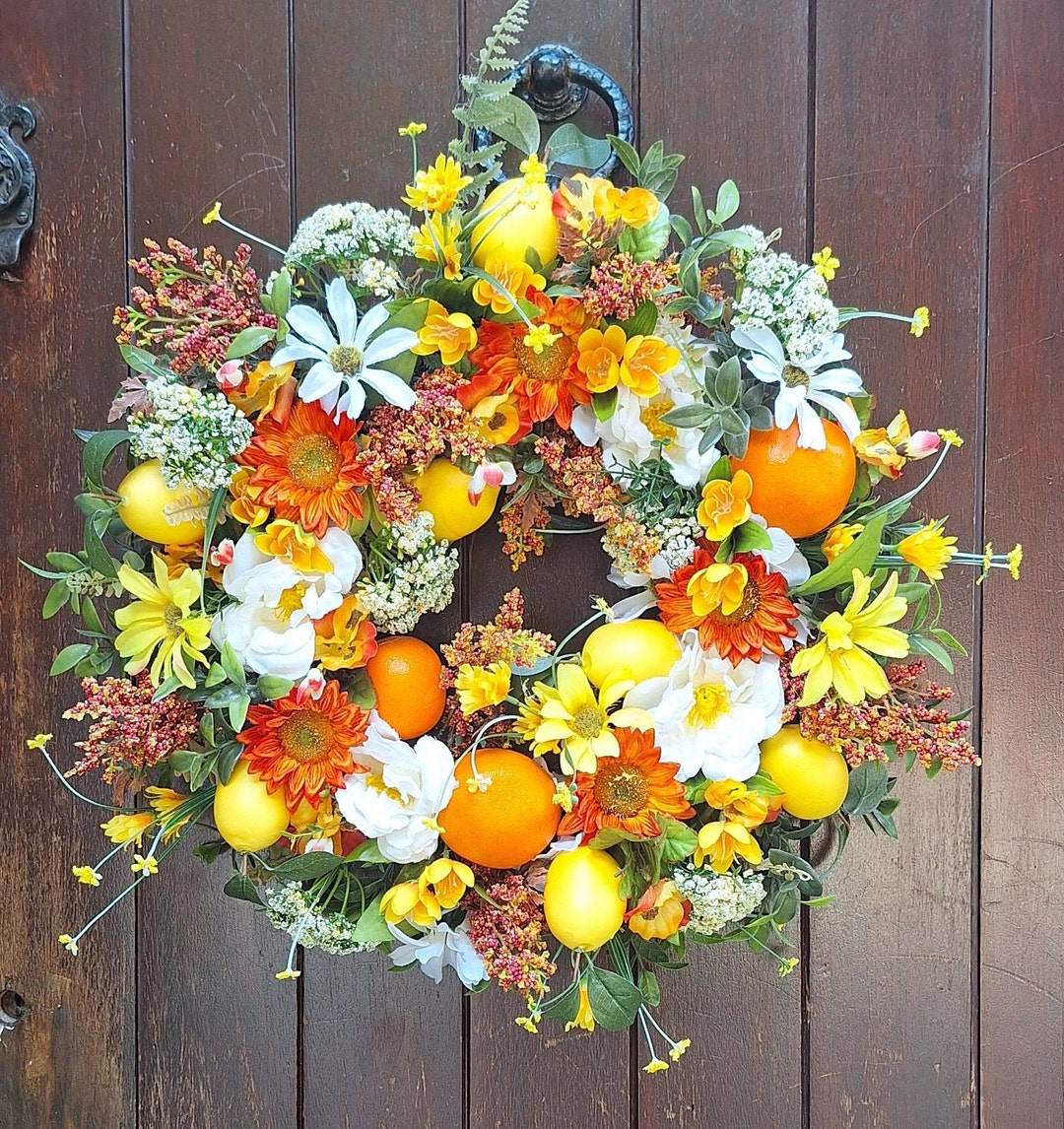 Bright and Colourful All Year Round Wreath With Artificial Oranges and ...