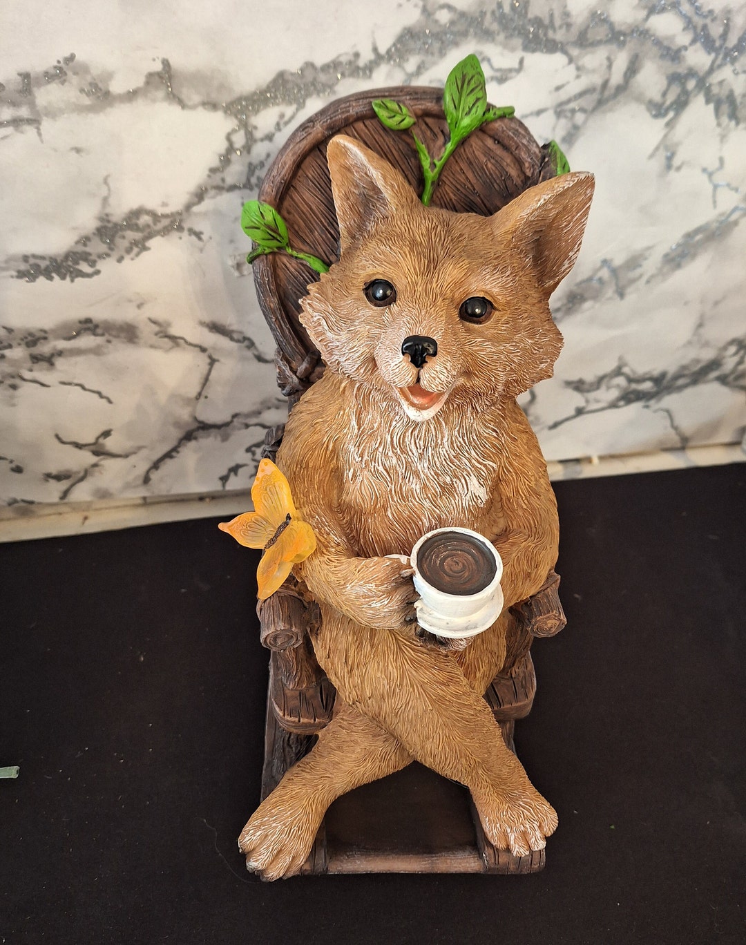 Solar Powered Fox on a Rocking Chair, Woodland Animal Garden Décor ...