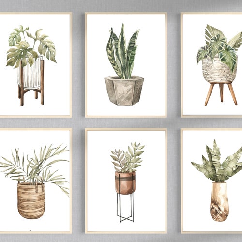 Plant Leaves Printable Botanical Wall Art Print Instant - Etsy