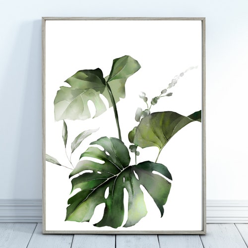 Watercolor Tropical Leaves Clipart Palm Leaf Print Leaf Banana - Etsy