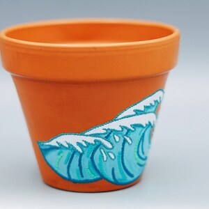 Make Waves Plant Pot | Indoor Outdoor Planter | Hand Painted Ocean Wave ...