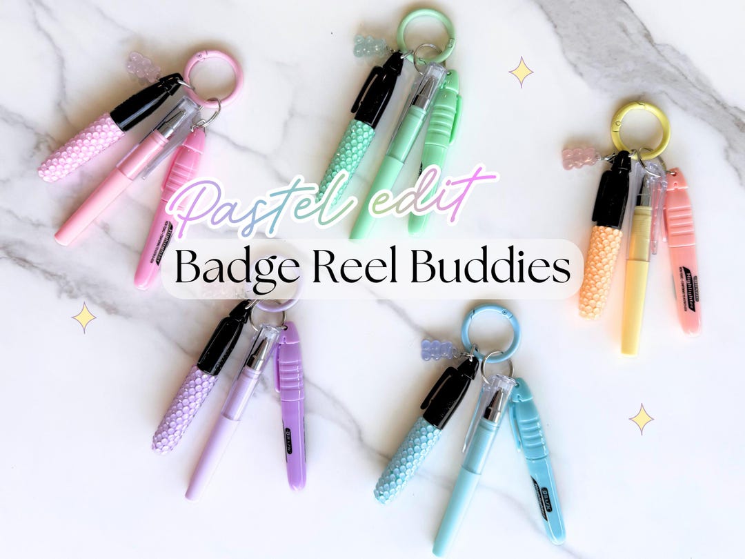 Pastel Badge Keychain Accessory Set | Mini Bling Sharpie With Charm ...