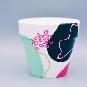 Pop Color Botanicals Pot Leaf Line Art Plant Pot Geometric - Etsy