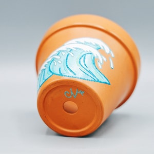 Make Waves Plant Pot | Indoor Outdoor Planter | Hand Painted Ocean Wave ...