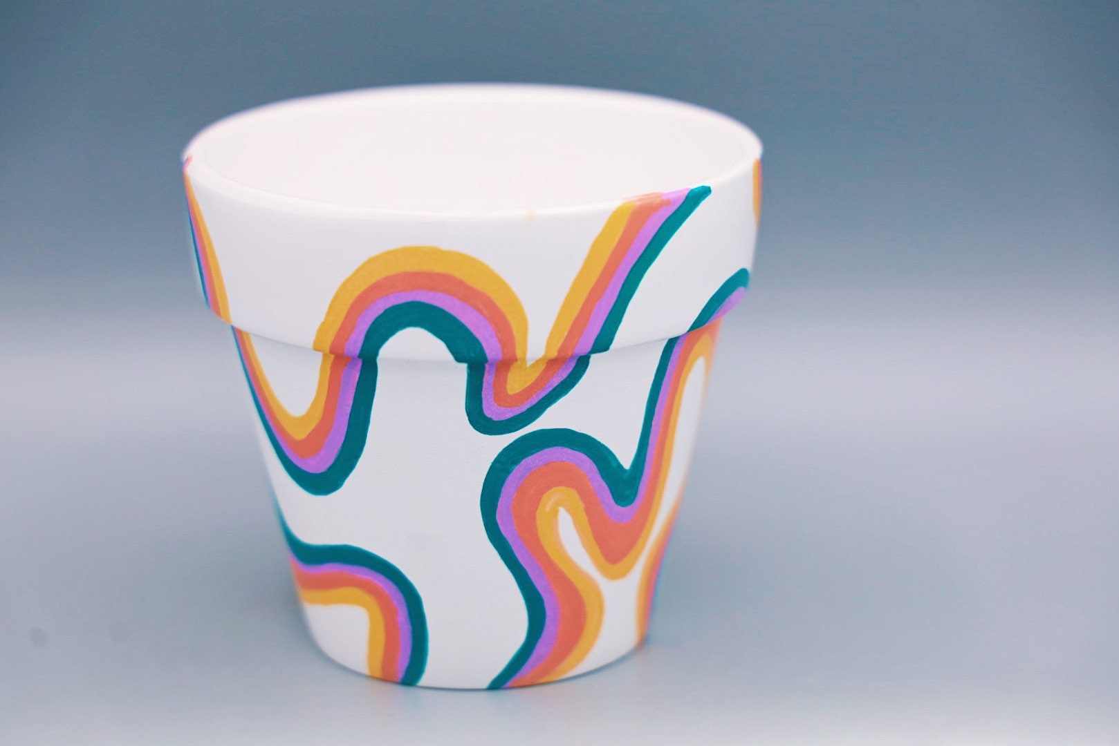 MADE TO ORDER Sunset Swirl Pot Abstract Color Line Art Plant | Etsy