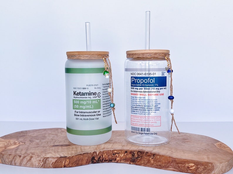 Propofol & Ketamine Iced Coffee Cup | 16 Oz Frosted Glass Beer Can ...