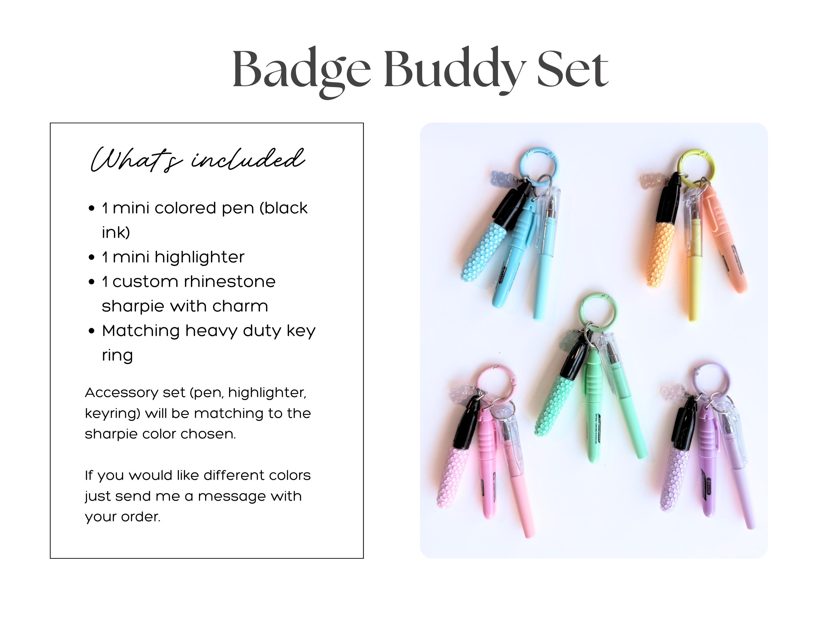 Pastel Badge Keychain Accessory Set | Mini Bling Sharpie With Charm ...