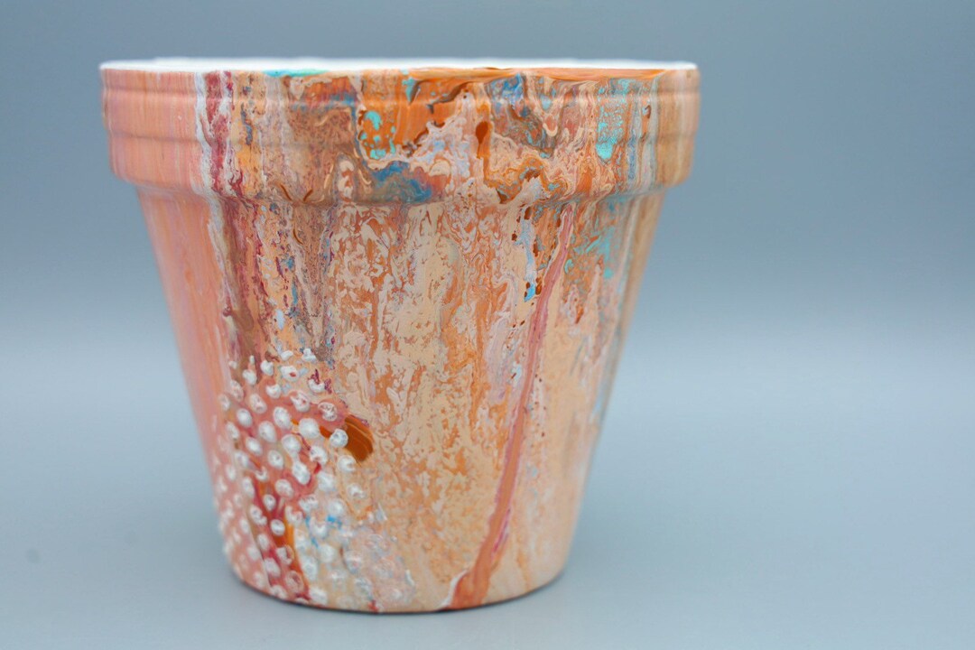 Arizona Clay Plant Pot | Fluid Art | Hand Painted Flower Pot | Rose ...