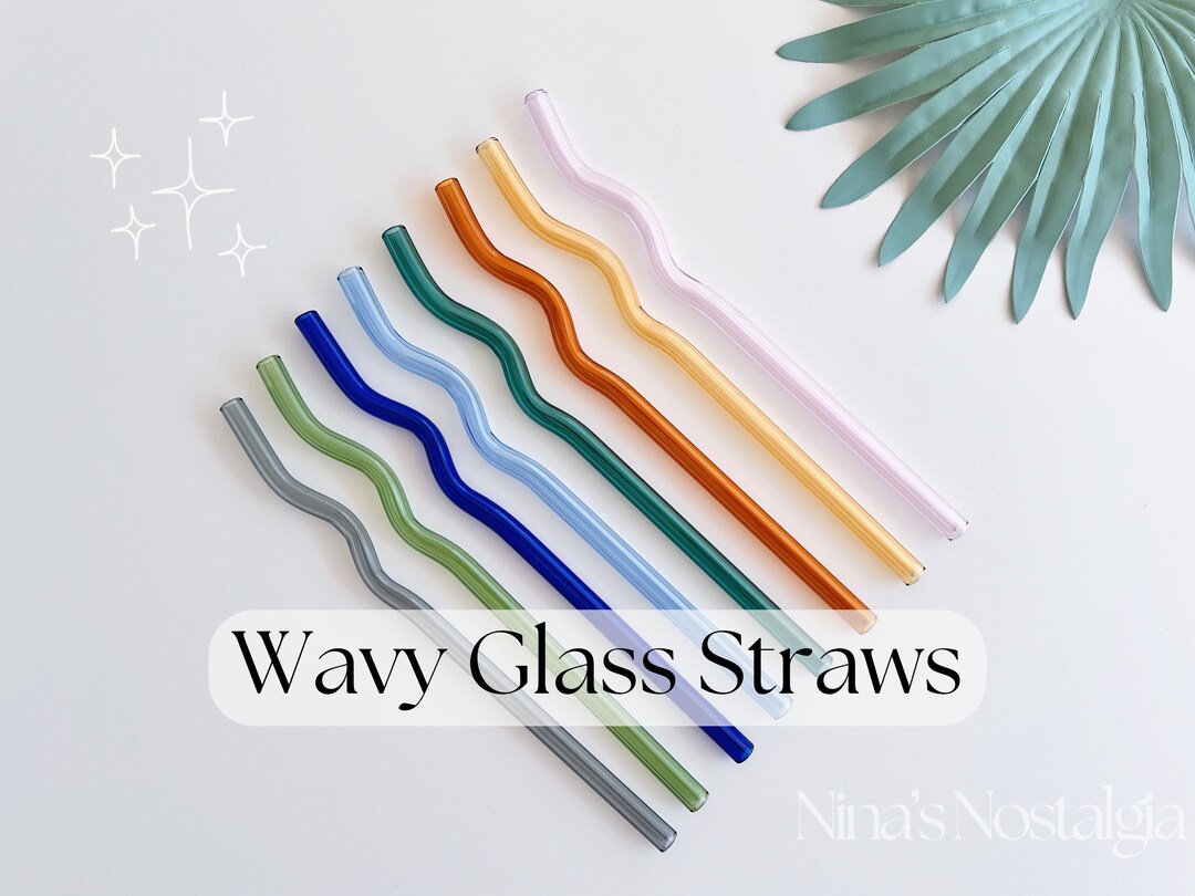 Wavy Glass Straw | Glass Wobbly Straw for 16oz Glass Can Cup | Glass ...