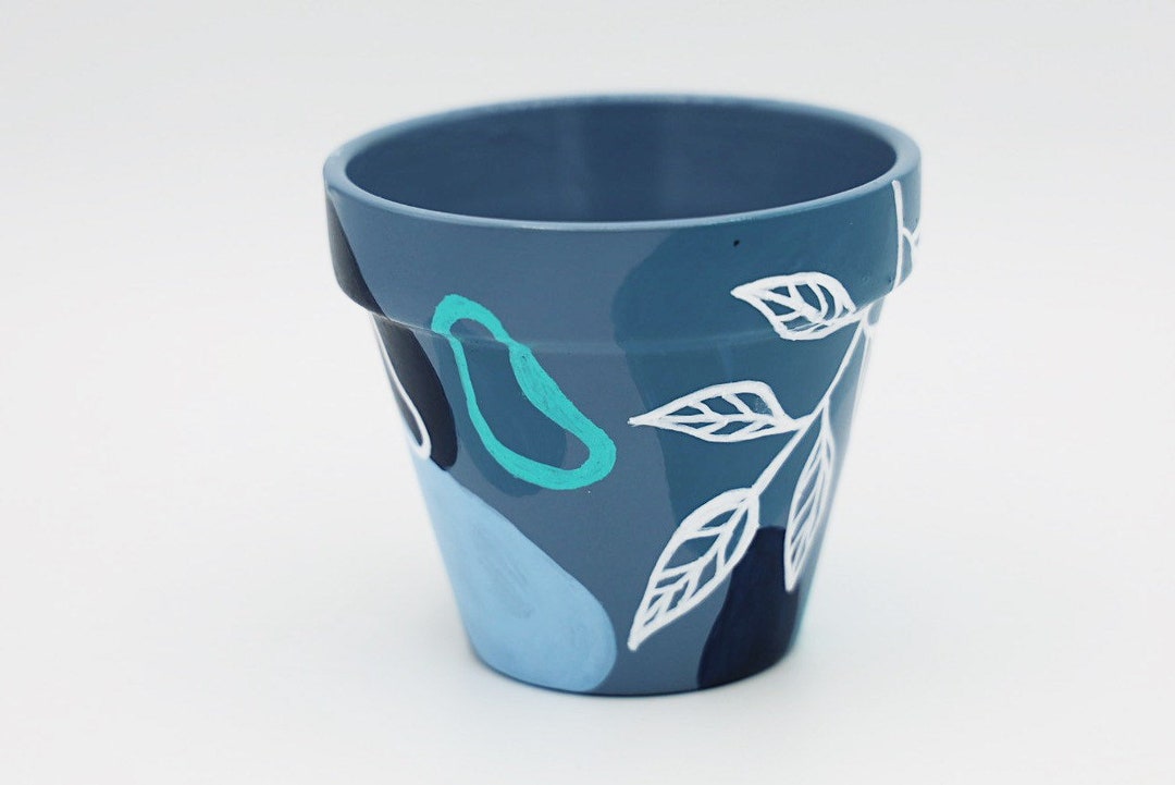 Indigo Shapes Plant Pot | Indoor Outdoor Abstract Planter | Hand ...