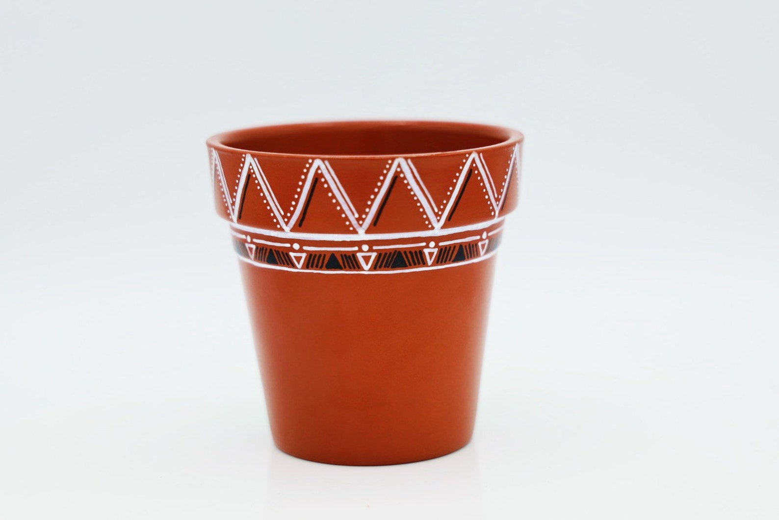 Aztec Leaf Art Plant Pot | Hand Painted Flower Pot | Indoor Outdoor ...
