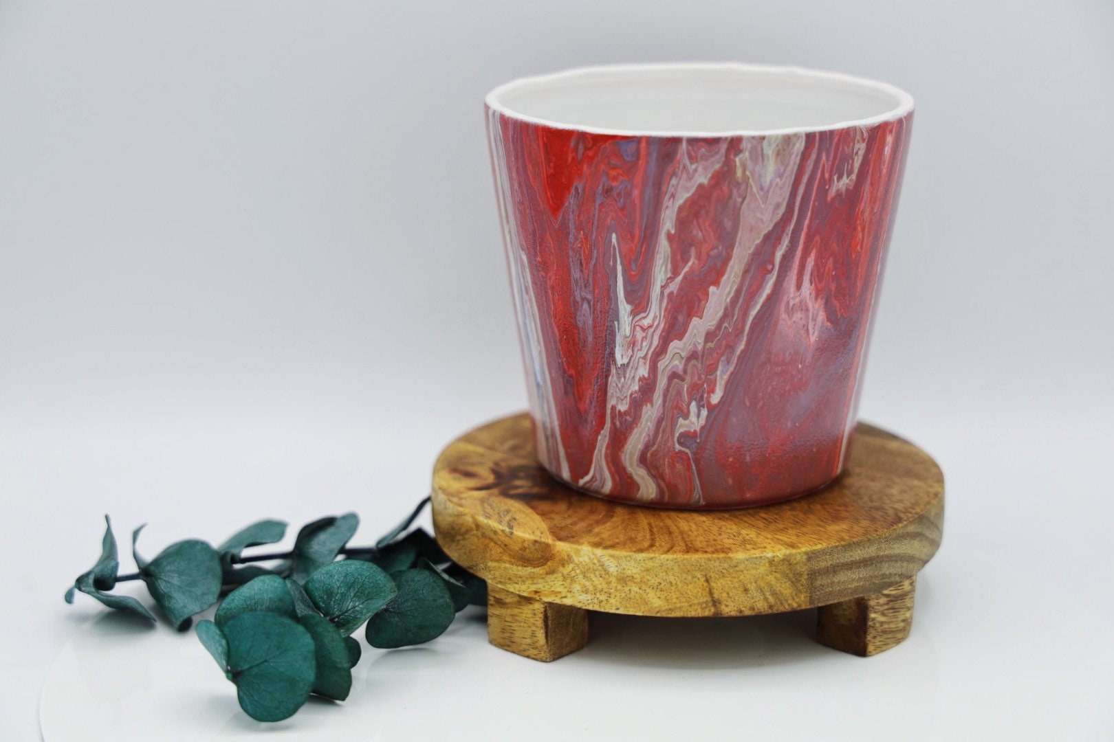 Blushed Red Plant Pot | Hand Painted Flower Pot | Indoor Outdoor ...