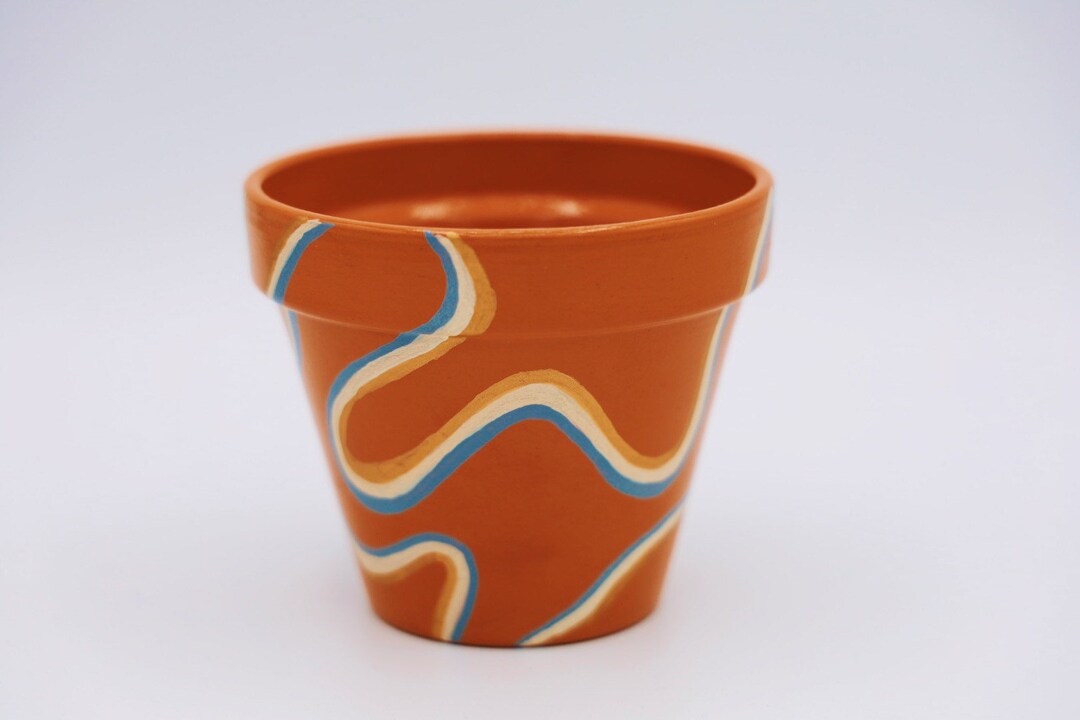 Earthy Minimalistic Pot | Indoor Outdoor Planter | Hand Painted | Small ...