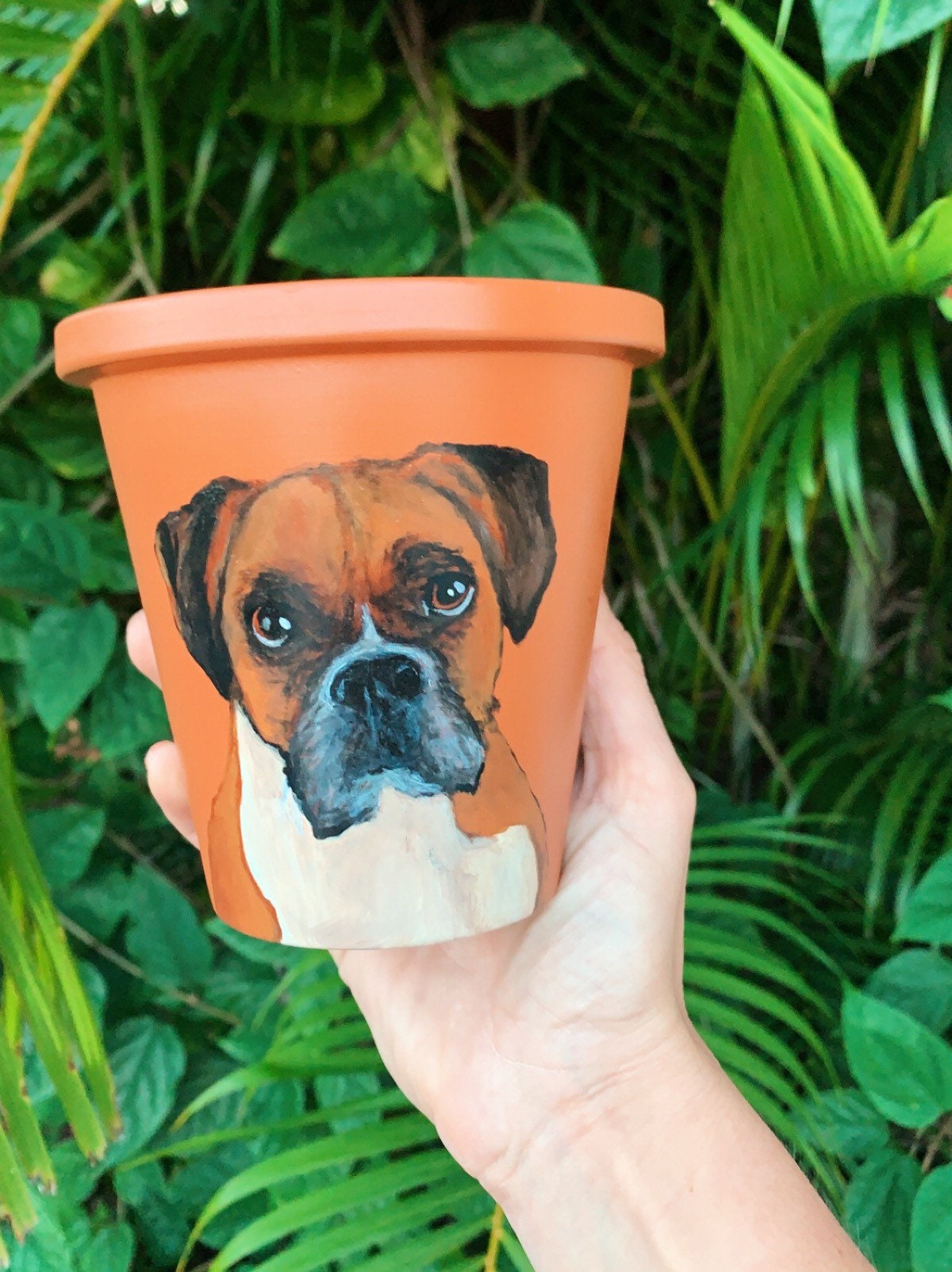 Boxer Portrait Plant Pot Hand Painted Dog Plant Pot 5 in | Etsy