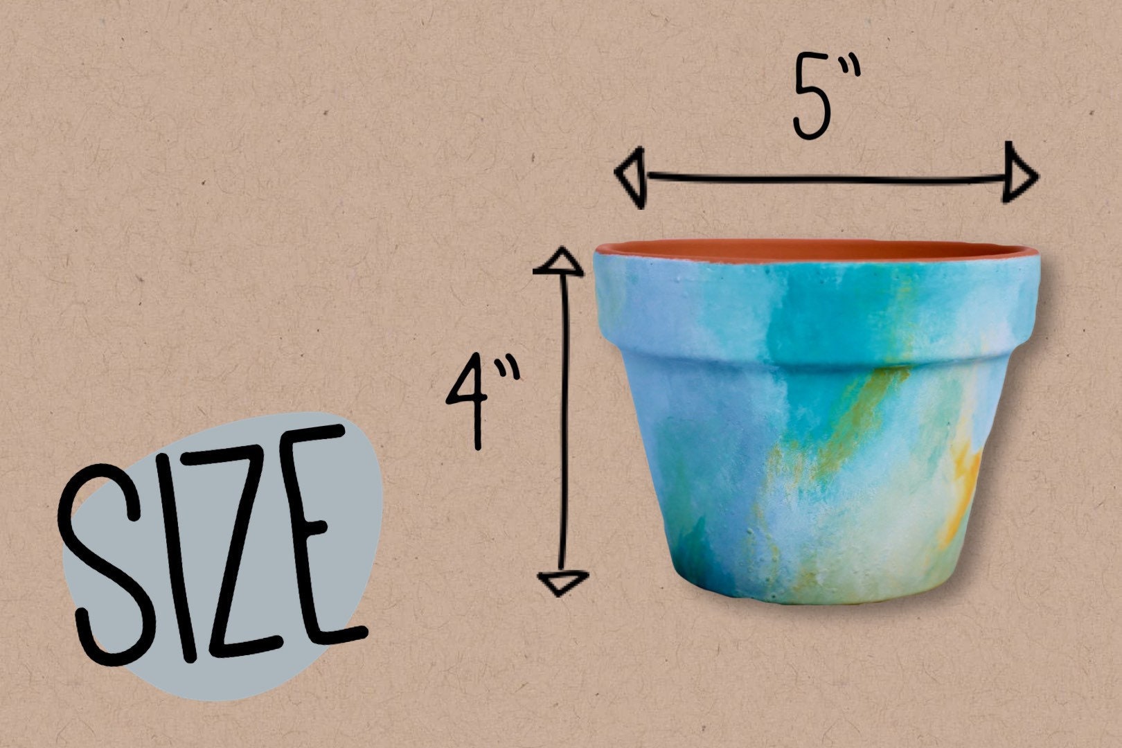 Hand Painted Flower Pot Abstract Blue coastal Plant Pot | Etsy