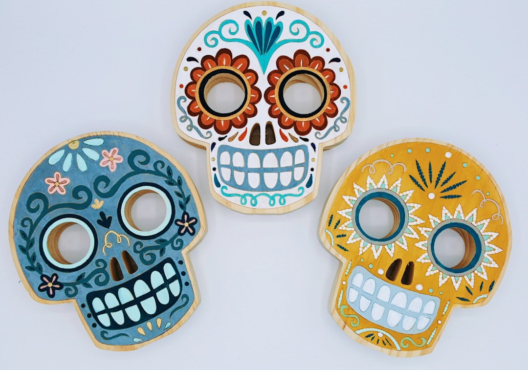 Sugar Skull Wooden Art Decor Hand Painted Art Day of the Dead Art ...