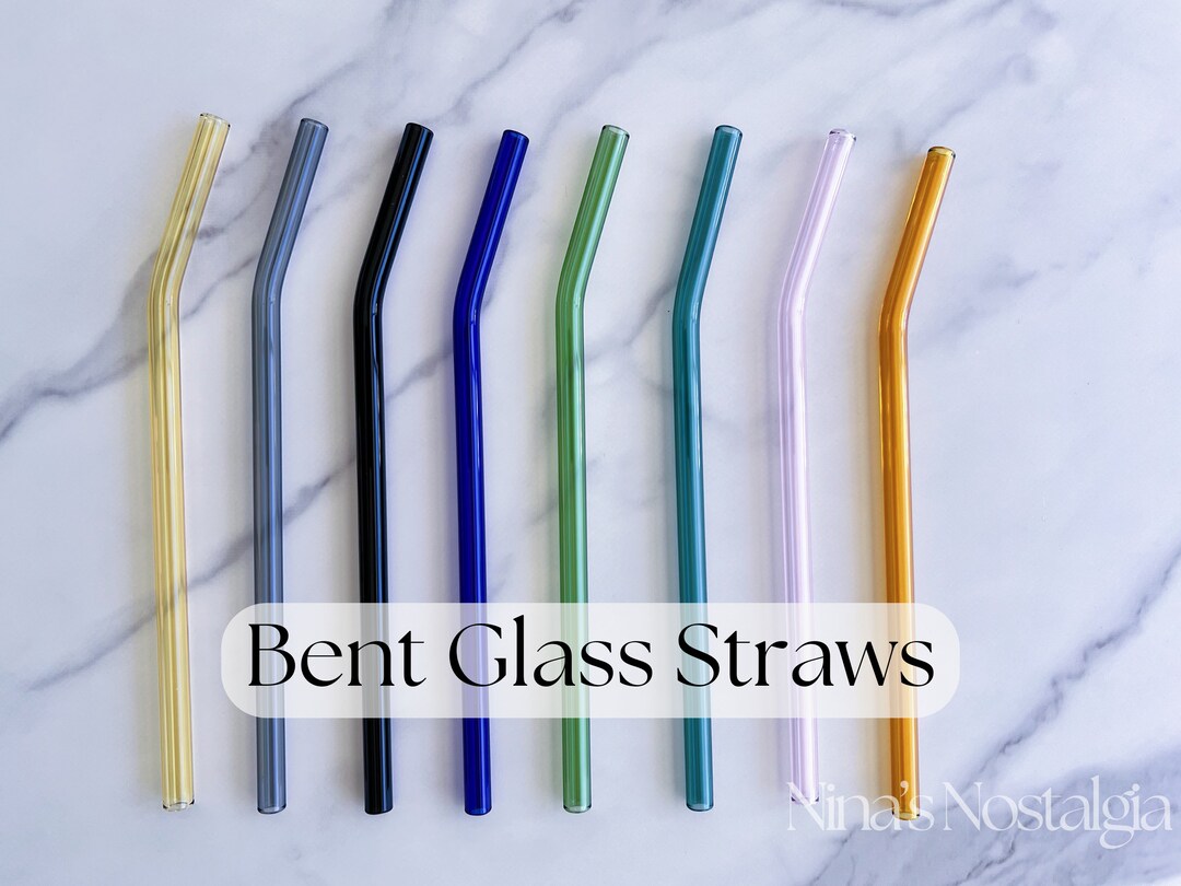 Bent Glass Straw | Glass Straw for 16oz Glass Can Cup | Glass Straw for ...