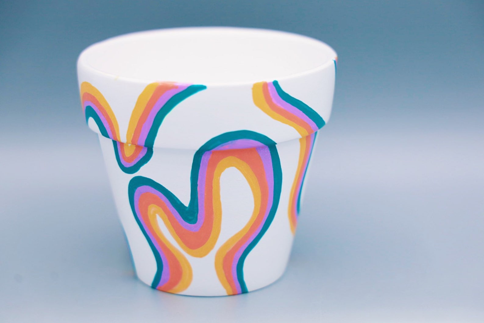 MADE TO ORDER Sunset Swirl Pot Abstract Color Line Art Plant | Etsy