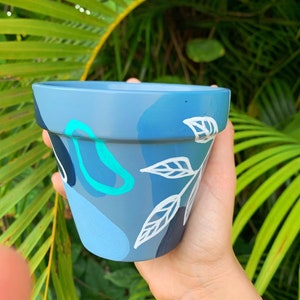 Indigo Shapes Plant Pot | Indoor Outdoor Abstract Planter | Hand ...