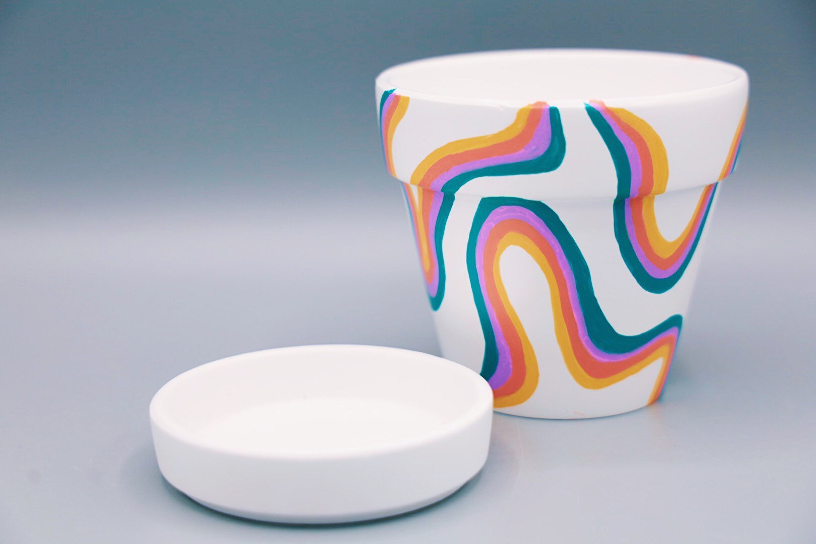 MADE TO ORDER Sunset Swirl Pot Abstract Color Line Art Plant | Etsy