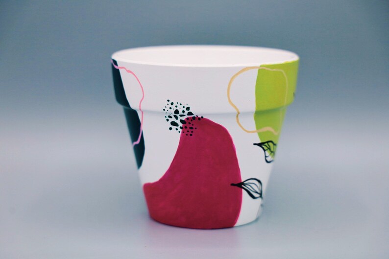 Pop Color Botanicals Pot Leaf Line Art Plant Pot Geometric - Etsy