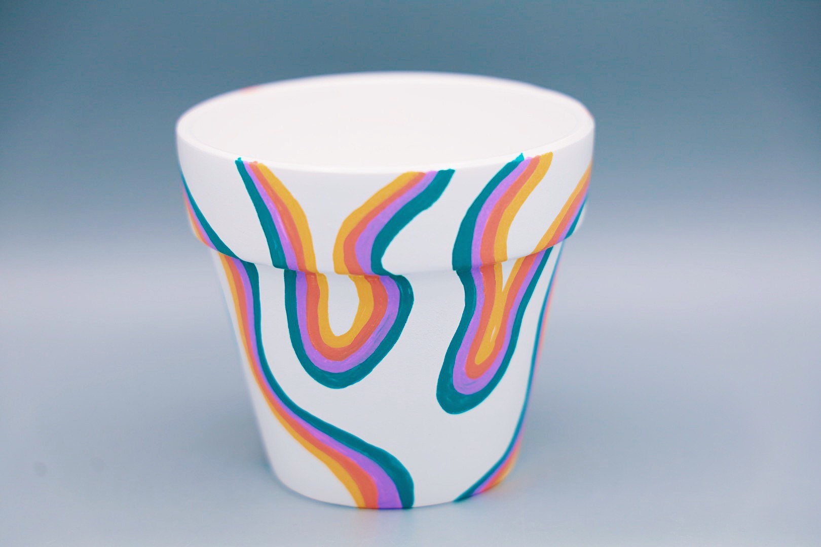 MADE TO ORDER Sunset Swirl Pot Abstract Color Line Art Plant | Etsy