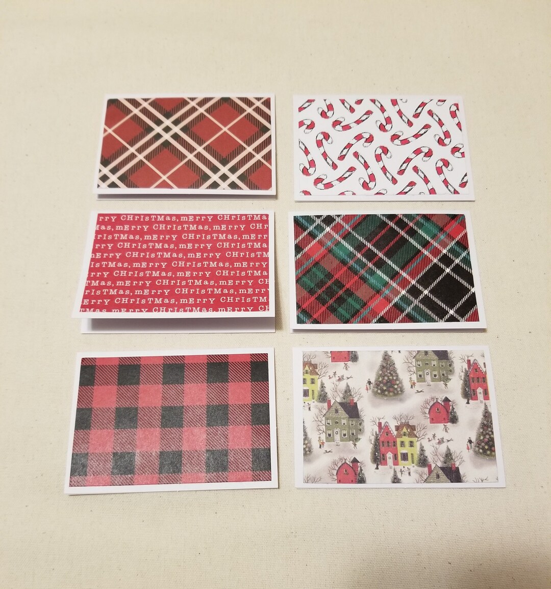 Mini Christmas Notecards With Envelopes/ Set of 6 / Gift Cards / Lunch ...