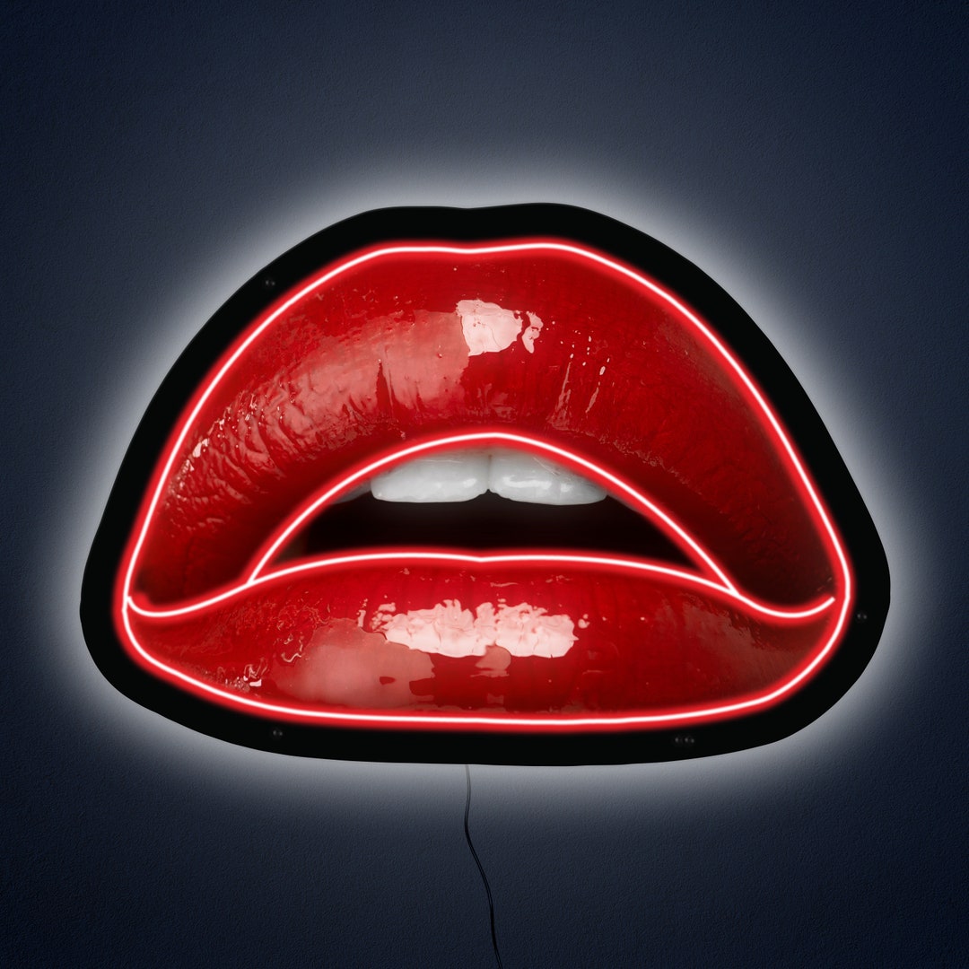 Lips Light up Sign, Night Light, Wall Art, LED Sign, Home Decor, Cool ...
