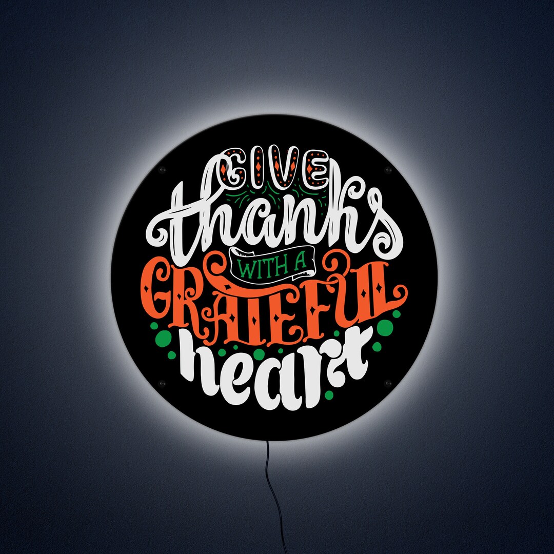 Give Thanks LED Sign, Thanksgiving, LED Sign, Night Light, Home Décor ...