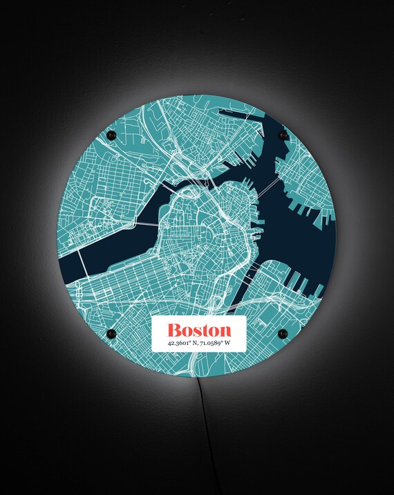 Boston Map Sign Light up Sign Neon Like LED Sign Wall | Etsy