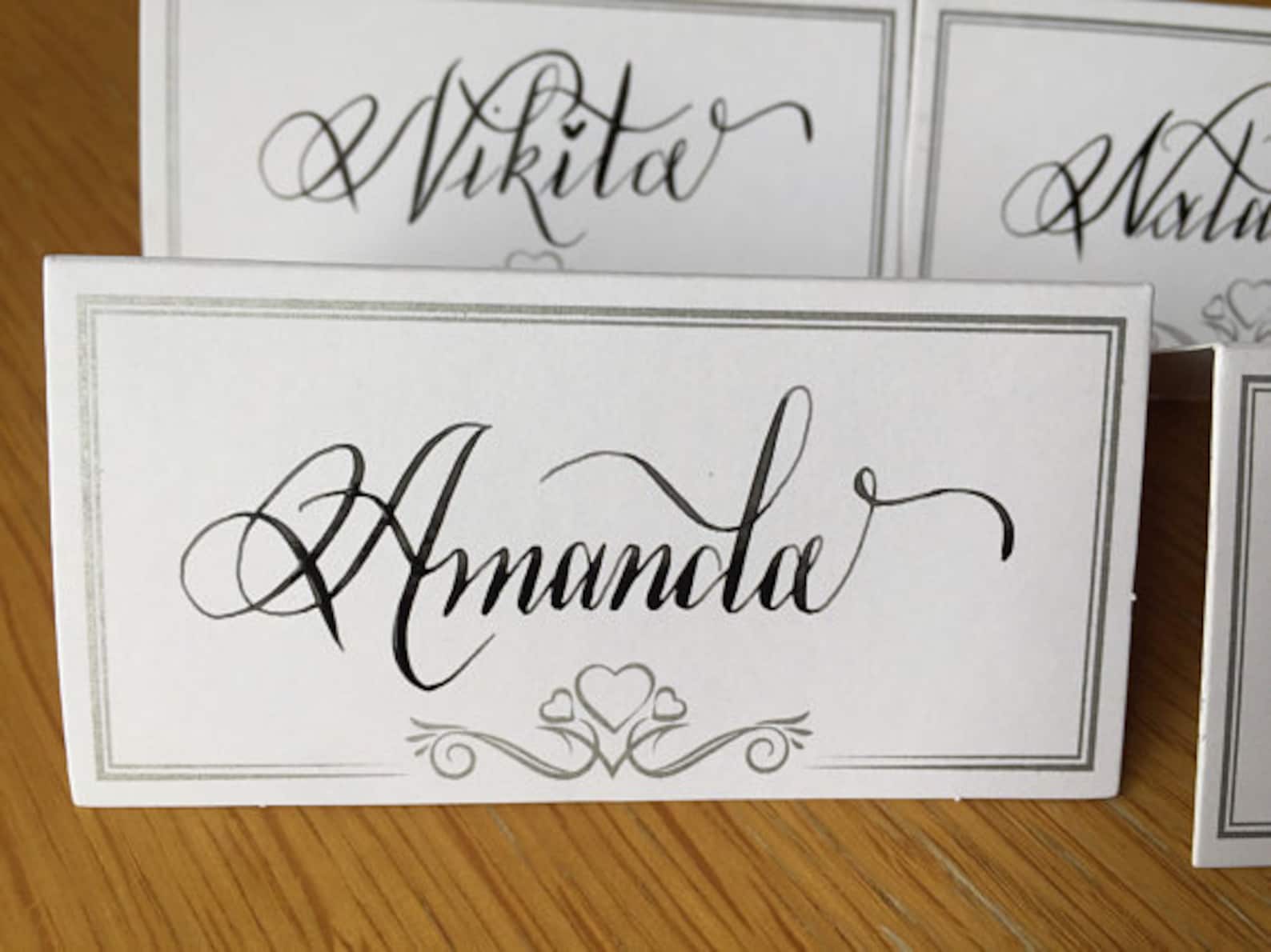 Floral Place Cards, Flower Name Cards, Blush Pink Stationery, Foliage ...