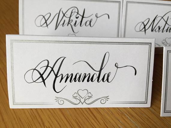 Floral Place Cards, Flower Name Cards, Blush Pink Stationery, Foliage ...