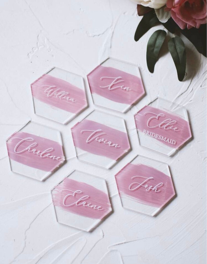 Acrylic Wedding Place Cards, Hexagon Acrylic Disc, Acrylic Boards ...