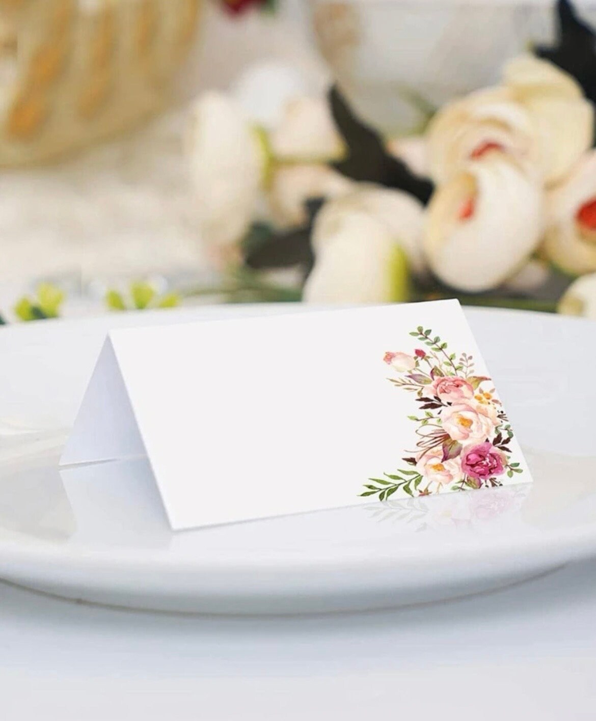 Floral Place Cards, Flower Name Cards, Blush Pink Stationery, Foliage ...