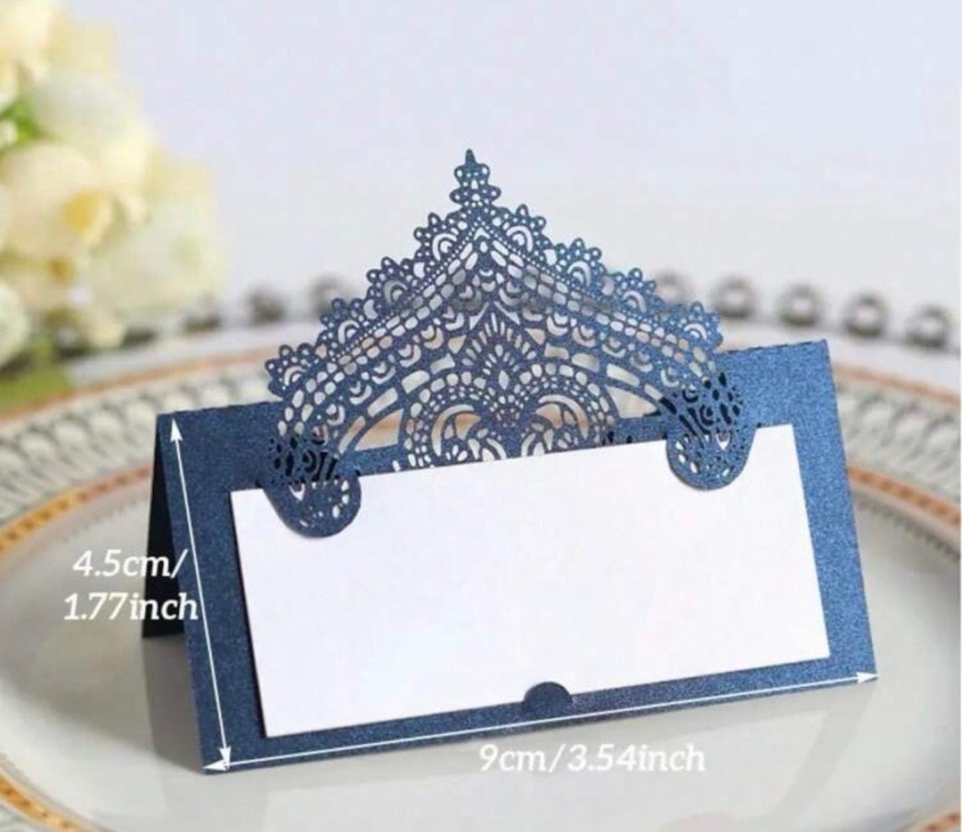 Laser Cut Name Cards, Navy Place Cards, Wedding Place Cards, Escort ...