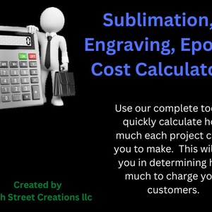 Sublimation, Laser, Epoxy Pricing Calculator - Etsy