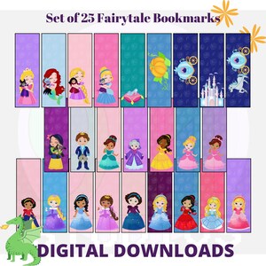 Set of 25 Fairytale Digital Bookmarks to Download and Print ...