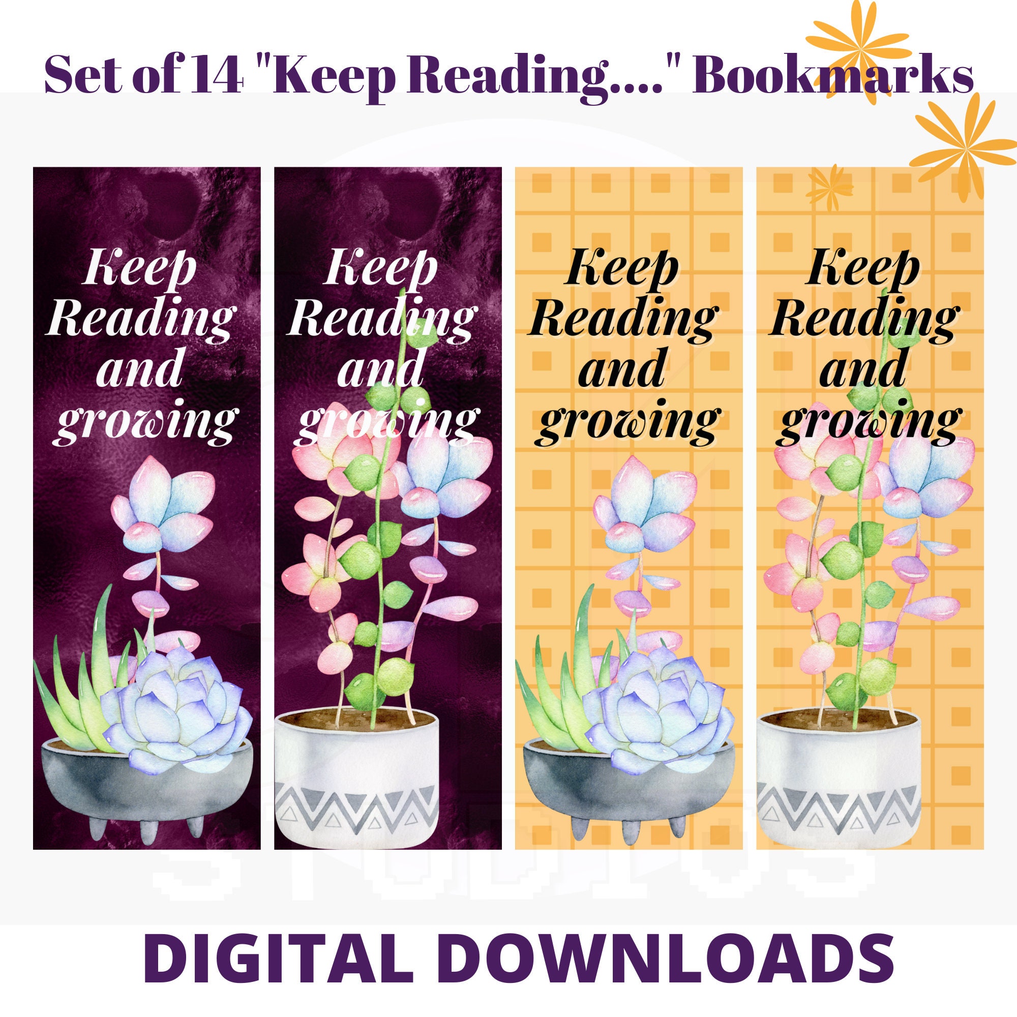 Set of 14 Keep Reading and Growing Digital Bookmarks to Download and ...