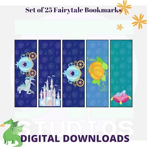 Set of 25 Fairytale Digital Bookmarks to Download and Print ...