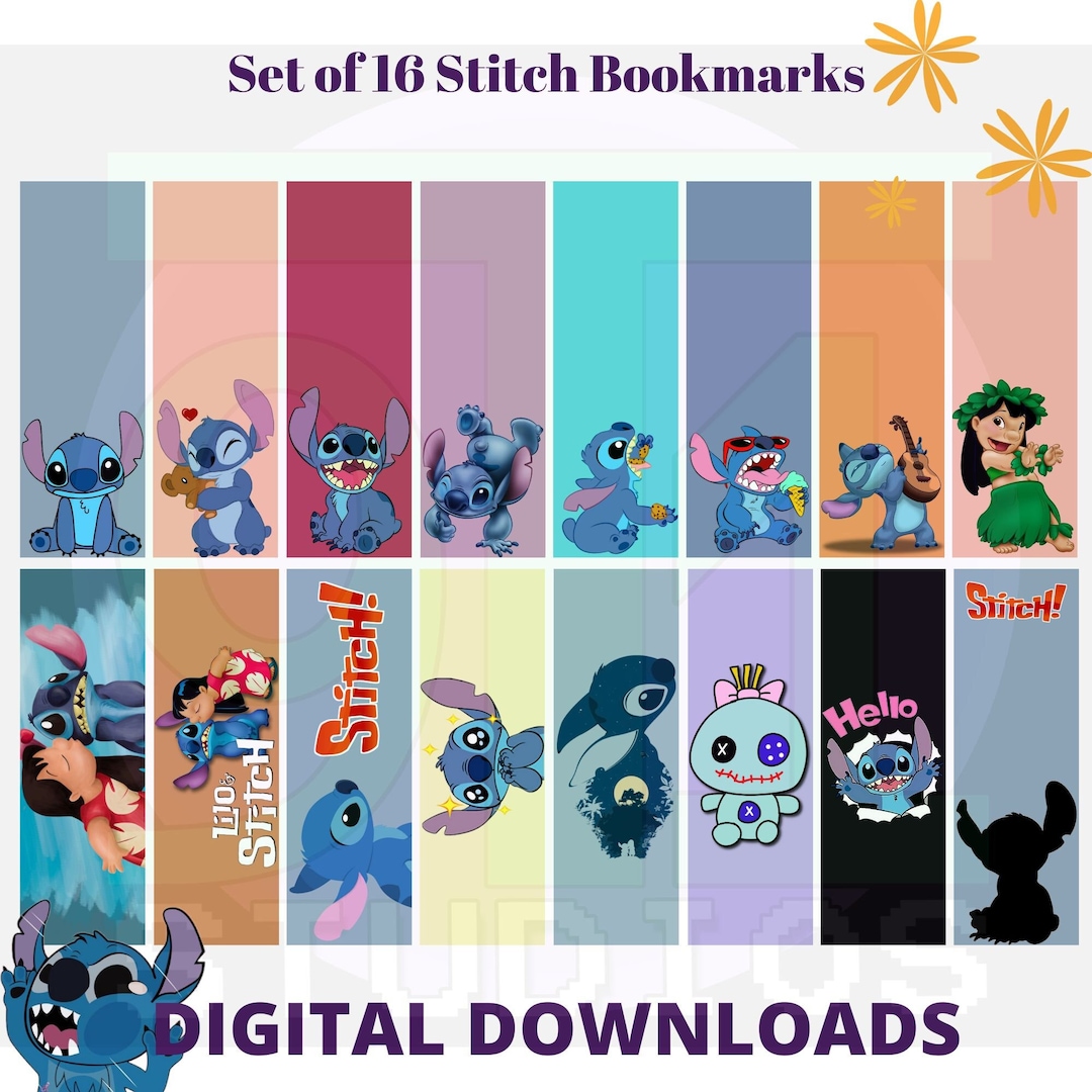 Set of 16 Stitch Digital Bookmarks to Download and Print - Silhouette ...
