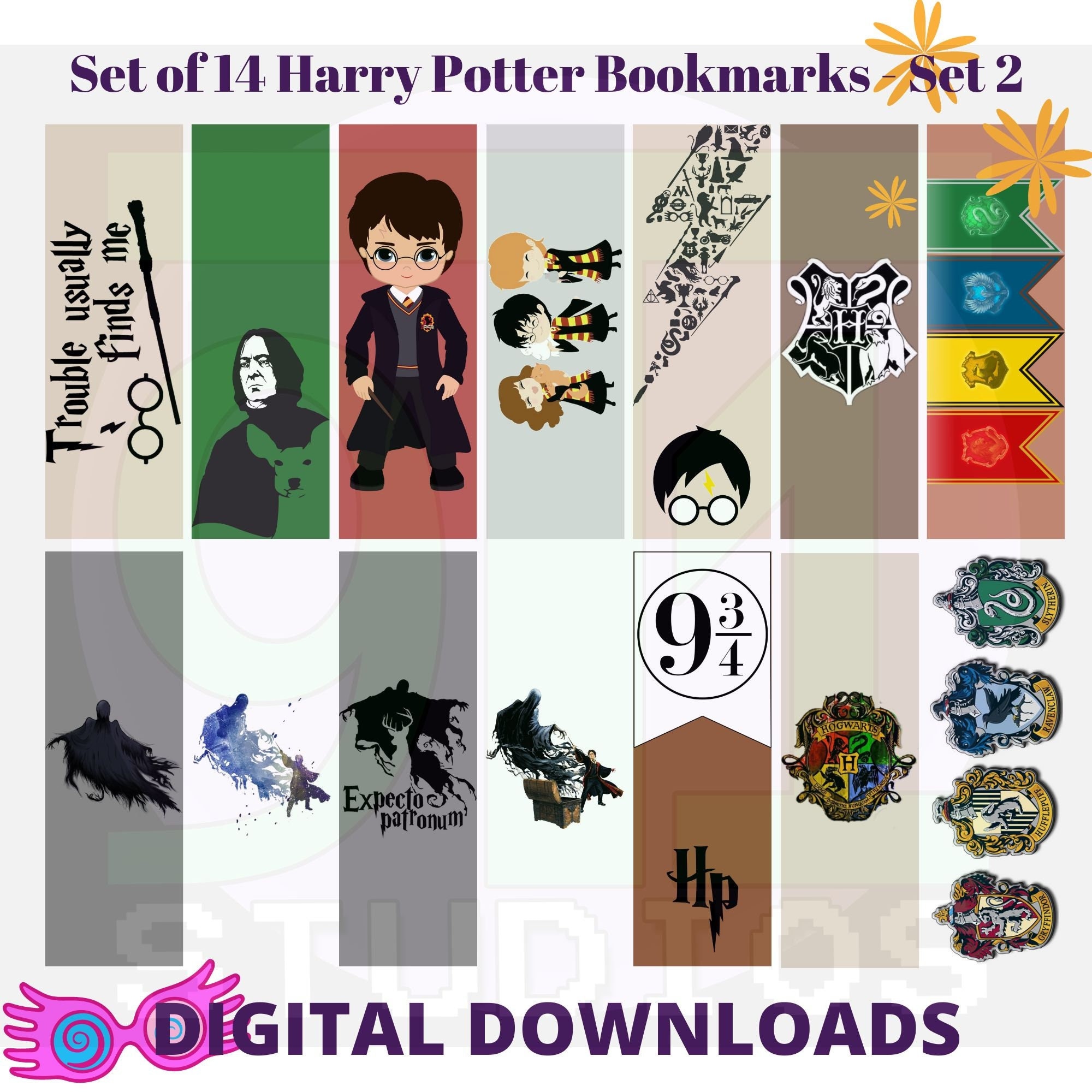 Set of 14 HP Digital Bookmarks to Download and Print - Silhouette ...