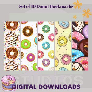 Set of 10 Donut Digital Bookmarks to Download and Print - Silhouette ...