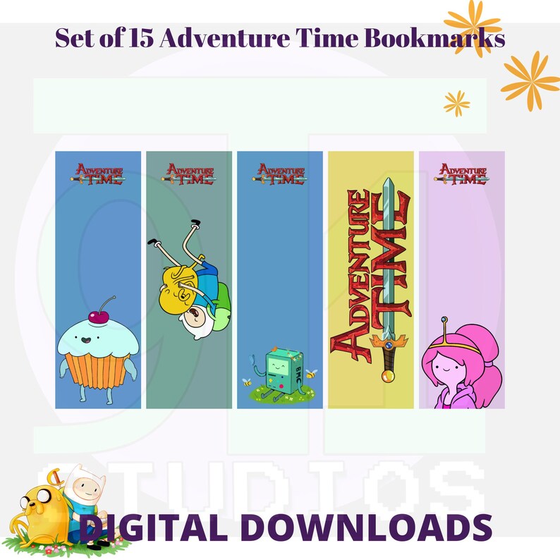 Set of 15 Adventure Time Digital Bookmarks to Download and Print ...