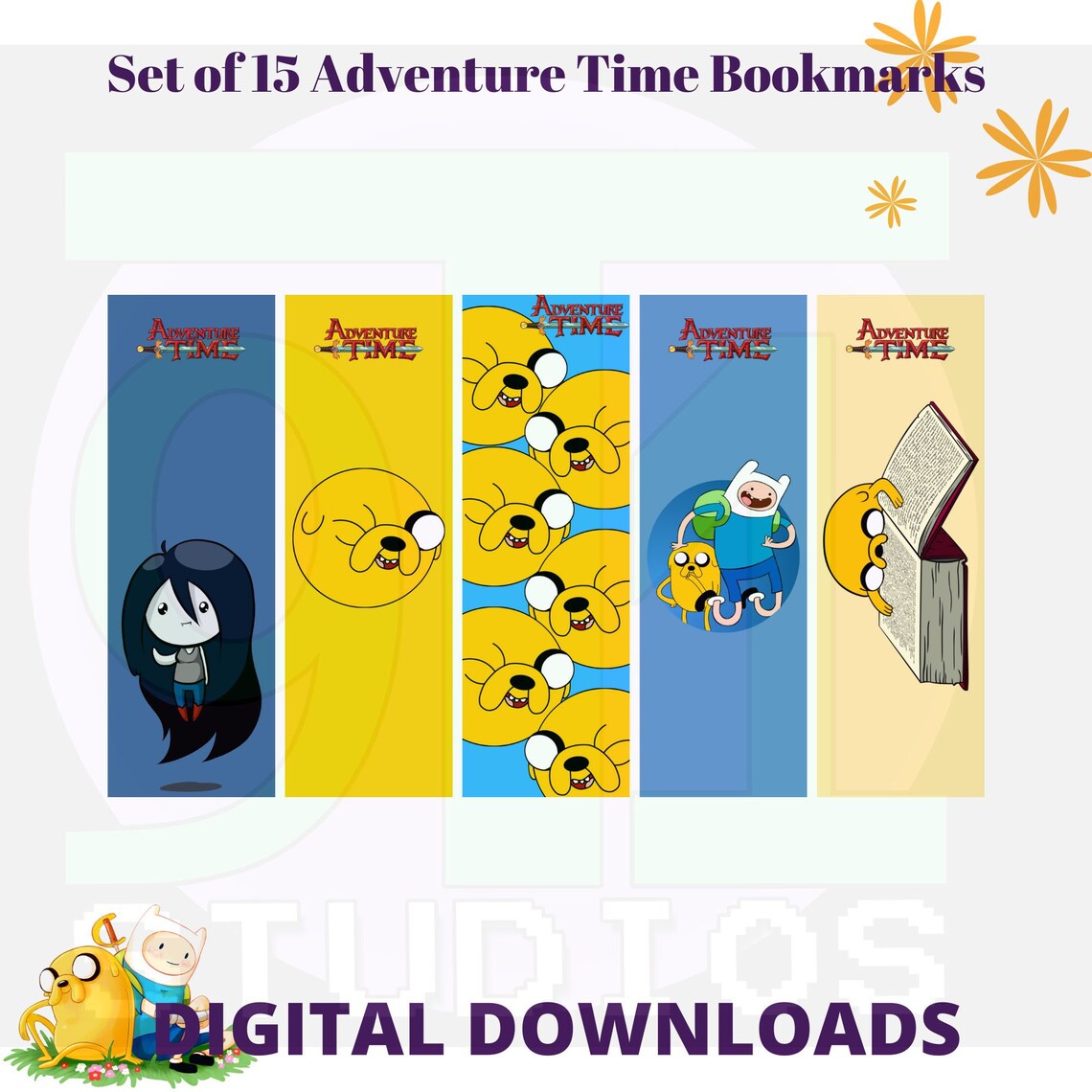 Set of 15 Adventure Time Digital Bookmarks to Download and Print ...