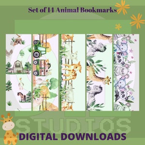 Set of 14 Animal Digital Bookmarks to Download and Print - Silhouette ...